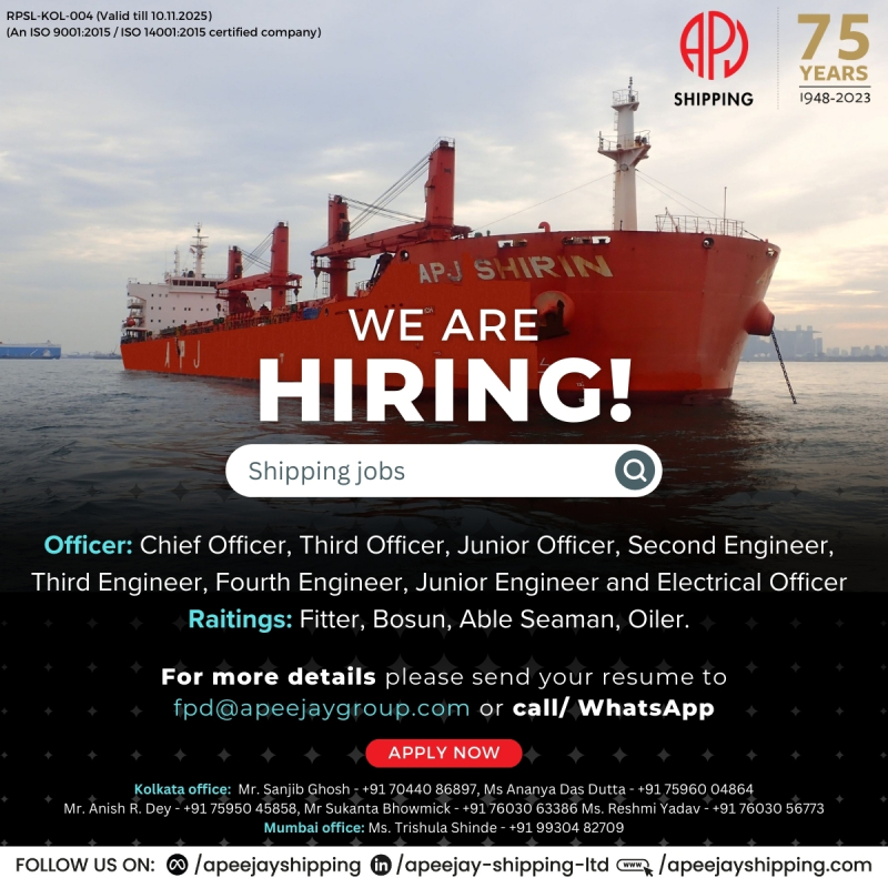 Advertisement of Apeejay shipping ltd.