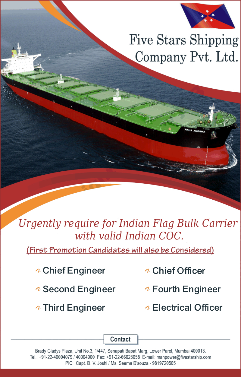 Advertisement of Five Stars Bulkcarriers Private Ltd.