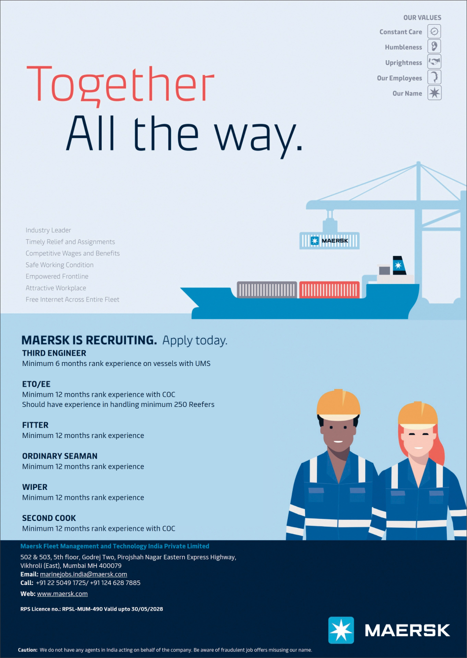 Advertisement of Maersk Fleet Management and Technology India Private ...