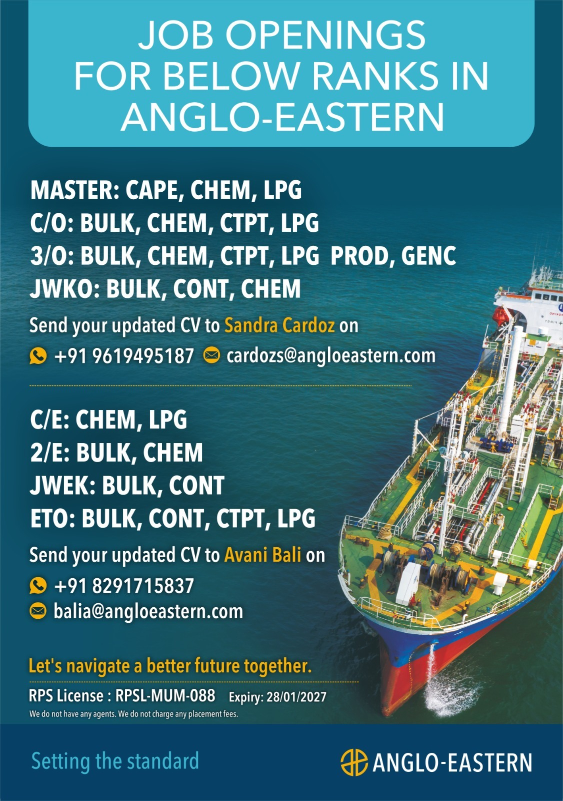 Advertisement of Anglo Eastern Ship Management (India) Private Limited